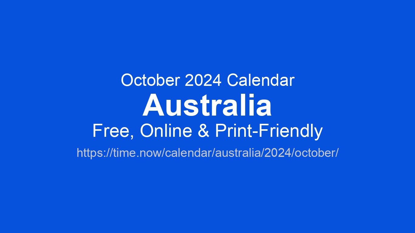 October 2024 Calendar – Australia | Time.now