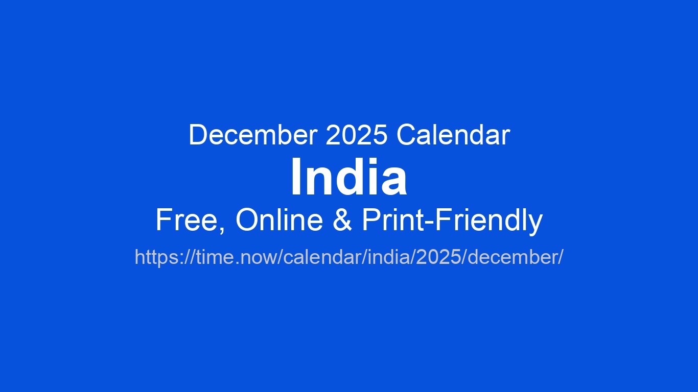 December 2025 Calendar – Inde | Time.now