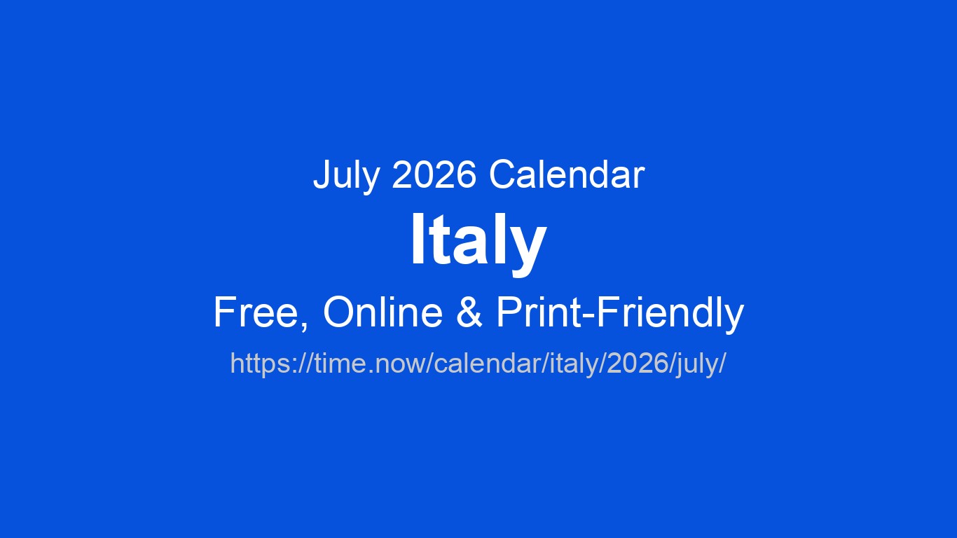 July 2026 Calendar – Italia | Time.now