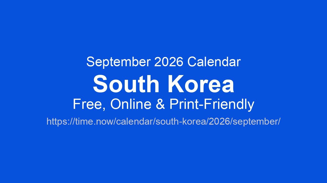 September 2026 Calendar – South Korea | Time.now