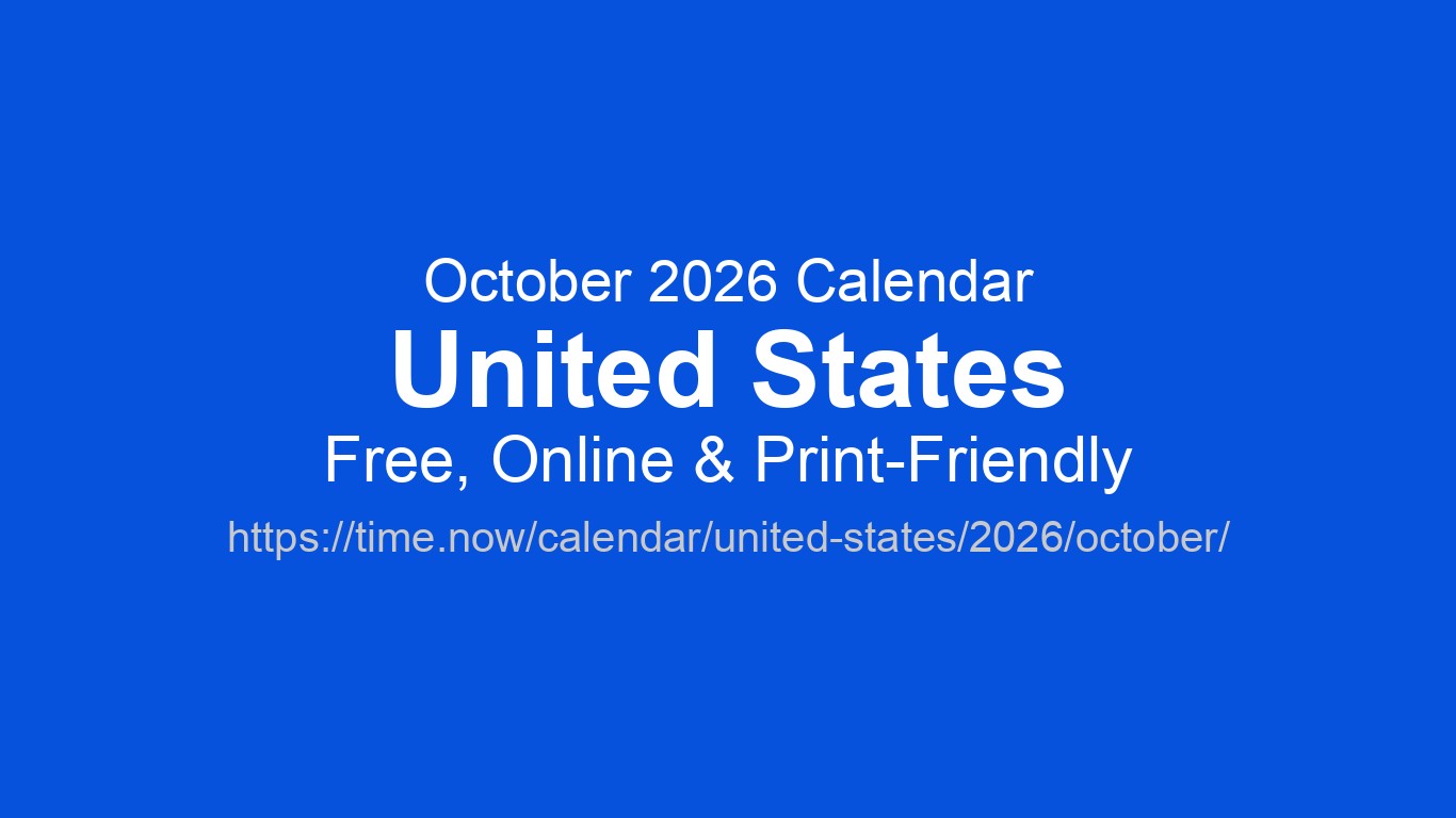 October 2026 Calendar – United States | Time.now